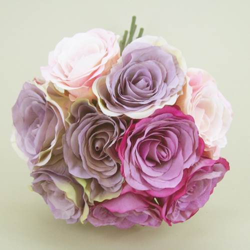 Antique Roses Bouquet Pink and Lilac 40cm R028A N3